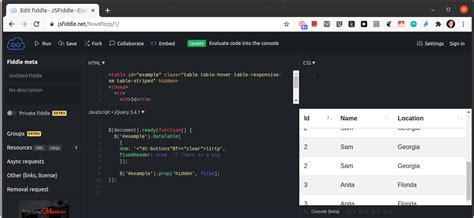 FixedHeader Bug When Table Is Defined Hidden DataTables Forums
