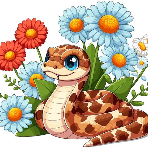 귀여운 래틀스네이크 터 만화 일러스트레이션 프리미엄 Ai 생성 벡터