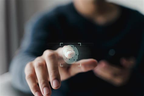 Man Fingerprint Scanning And Biometric Authentication Cybersecurity