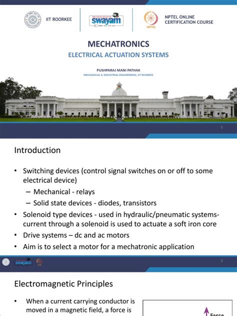 Mechatronics Electrical Actuation Systems Pdf Electric Motor Electromagnetic Induction