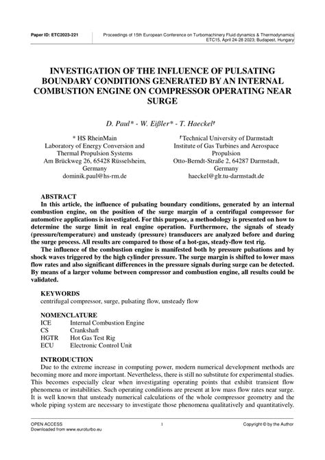 Pdf Investigation Of The Influence Of Pulsating Boundary Conditions