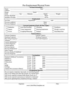 Free 7 sample pre employment physical forms in pdf – Artofit