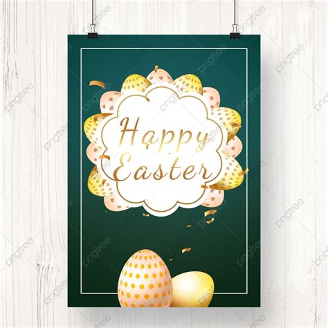 Easter Green Poster With Golden Egg Template Download On Pngtree