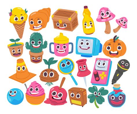 Set Of Cute Smiley Comic Cartoon Character Happy World Smile Day With