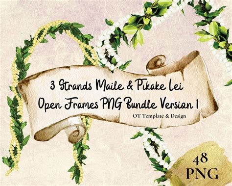 Maile And Pikake Lei 3 Strands Open Frames Png Bundle Version 1 Digital Instant Download Etsy