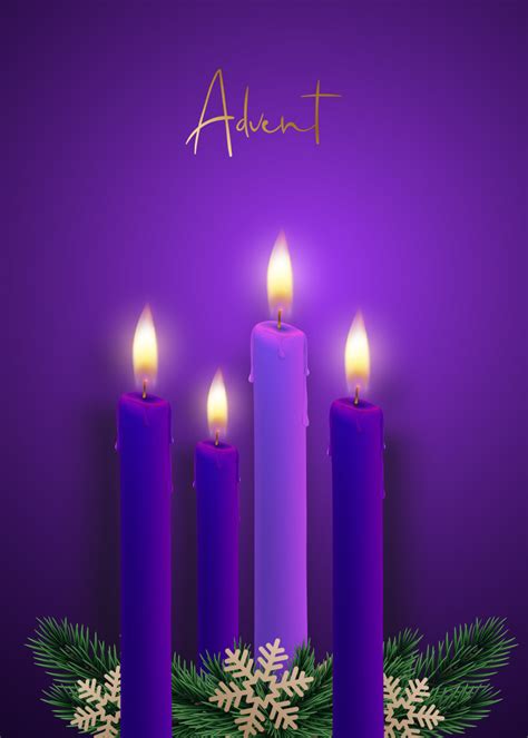 Advent Candles On A Dark Purple Background 29312124 Vector Art At Vecteezy