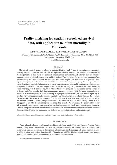 Pdf Frailty Modeling For Spatially Correlated Survival Data With