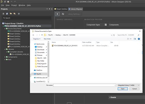 Importing Project Components Altium Workspace