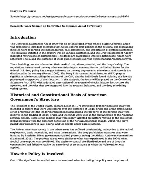 📚 Research Paper Sample On Controlled Substances Act Of 1970 Free Essay Term Paper Example