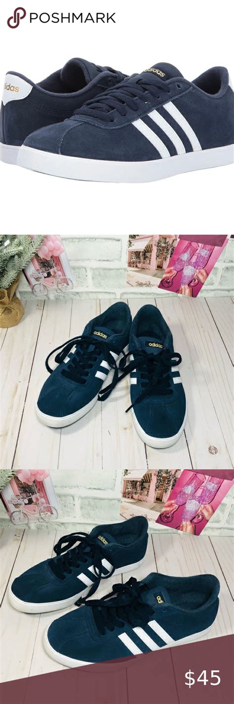Adidas Navy Blue Leather And Suede Adidasneo Comfort Footbed Womans