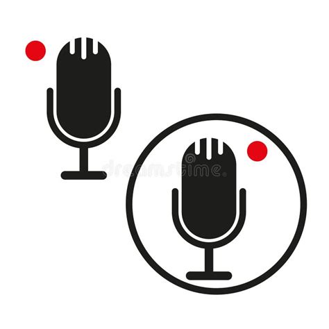Microphone Icon With Red Dot Recording Symbol Inside Circle Bold