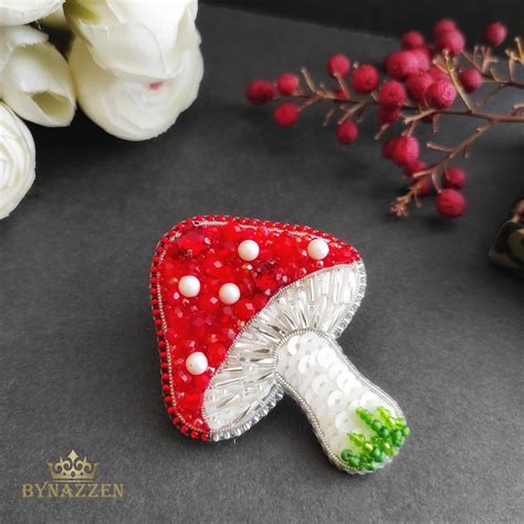 Beginner Level Bead Mushroom Brooch Tutorial Needle Work And Jewelry