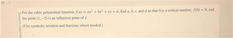 Solved For The Cubic Polynomial Function F X Ax Bx Cx D Chegg