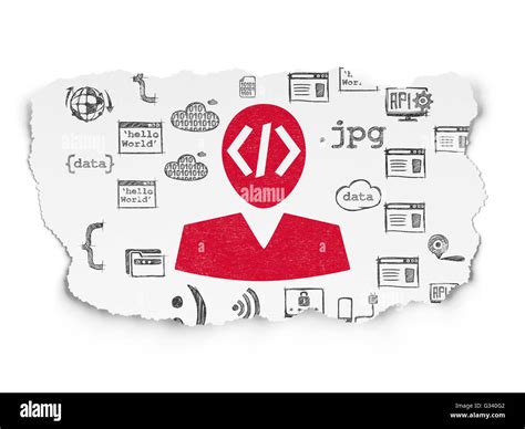 Programming Concept Programmer On Torn Paper Background Stock Photo Alamy