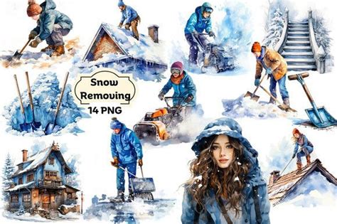 winter snow removing activity clipart graphic by a design · creative