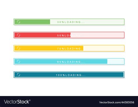 Loading Bar Set With Icons Color Gradient Lines Vector Image