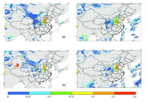 maps of modis aod on 24 june 2020 a d a c modis c61 db aod and