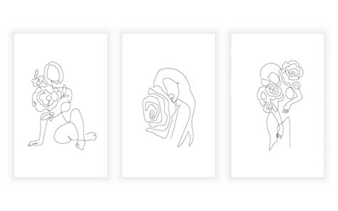 Set Of Woman And Flower Line Art And Continuous Line Concept Design 14572537 Vector Art At Vecteezy