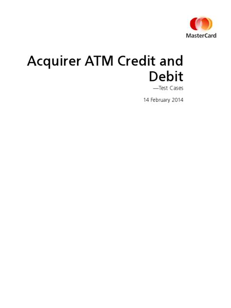Acquirer Atm Credit And Debit Test Cases 2014 Pdf Debit Card Automated Teller Machine