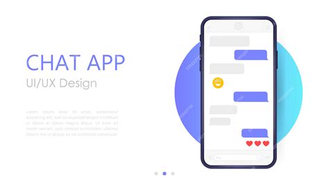 모바일 채팅 앱 모형 ux 또는 ui 디자인 흰색 배경에 스마트 폰 격리입니다 소셜 네트워크 디자인 템플릿 프리미엄 벡터
