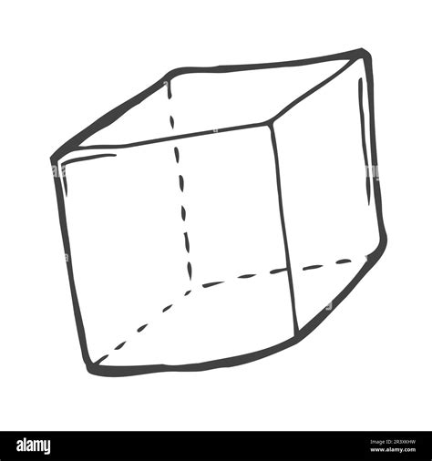Cube Sketch Geometric Figure Square Black And White Illustration Stock Vector Image And Art