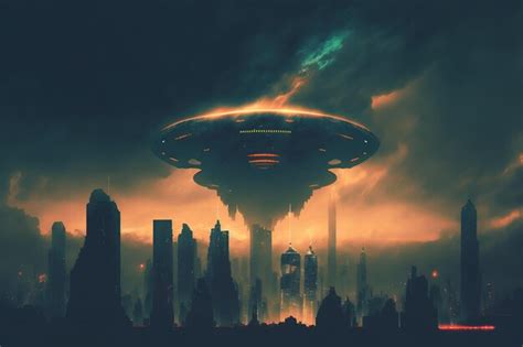 Premium Photo Unidentified Flying Object Coming Out Of Black Clouds