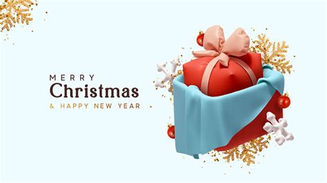 메리 크리스마스와 새해 복 많이 받으세요 배경 내부에 놀라움이 있는 크리스마스 오픈 선물 상자 사실적인 3d 디자인 크리스마스 축제 구성입니다 휴일 포스터 및 배너 벡터