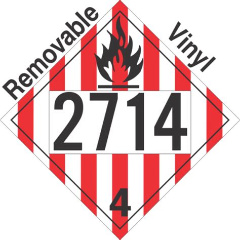 Flammable Solid Class 41 Un2714 Removable Vinyl Dot Placard
