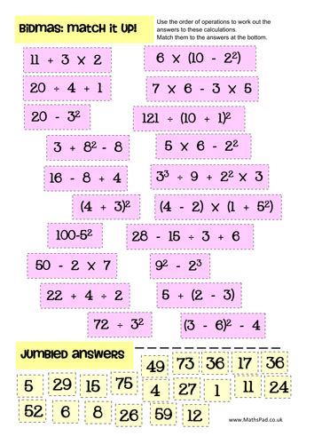 Bidmas Activities And Puzzles By Mathspaduk Teaching Resources Tes