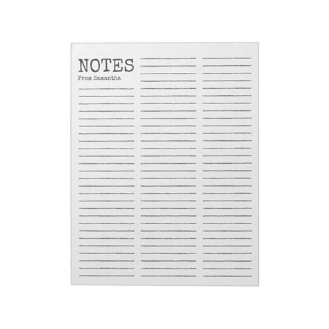 Three Column Rough Pencil Lined Notepad Zazzle Note Pad Custom