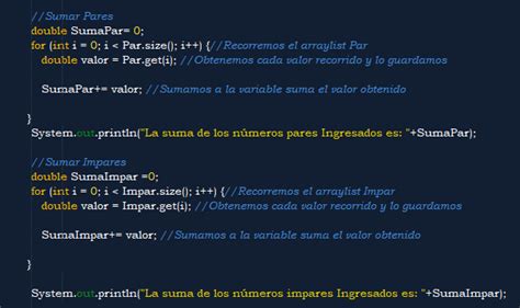 Pedir N cantidad de Números y sumar PAR e IMPAR en JAVA