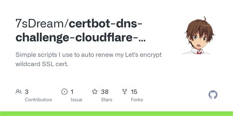 Github 7sdreamcertbot Dns Challenge Cloudflare Hooks Simple Scripts I Use To Auto Renew My