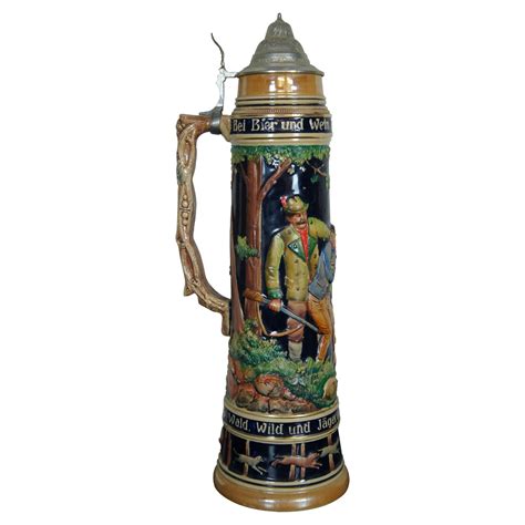 Massive Vintage German 5l Fox Rabbit Hunt Theme Beer Stein Mug Tankard 24 For Sale At 1stdibs