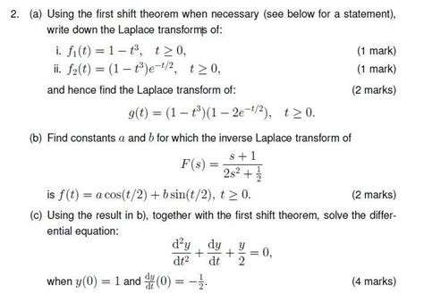 Solved 2 A Using The First Shift Theorem When Necessary