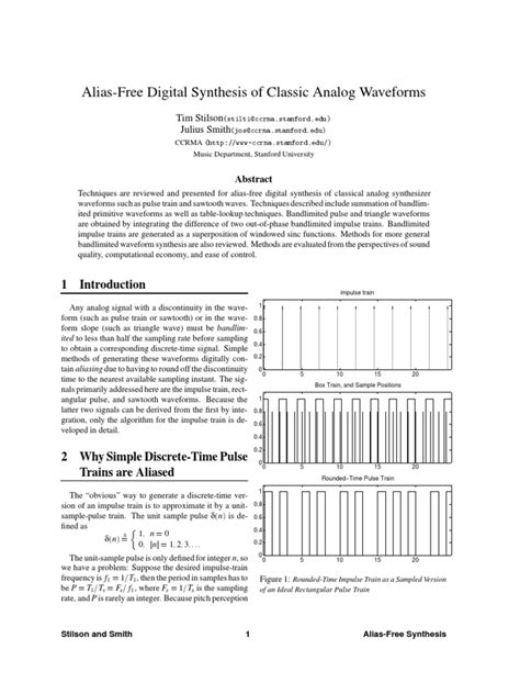 Pdf Alias Free Digital Synthesis Of Classic Analog Waveforms