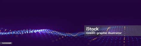 다이나믹 블루와 퍼플 도트 풍경 추상적인 디지털 웨이브 배경 네트워크 데이터 구조 점 격자 시각화 기술 벡터 일러스트레이션 0