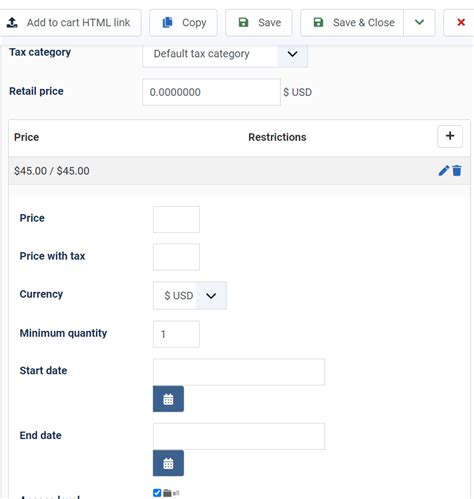 HikaShop Disable Product Price Defaults HikaShop