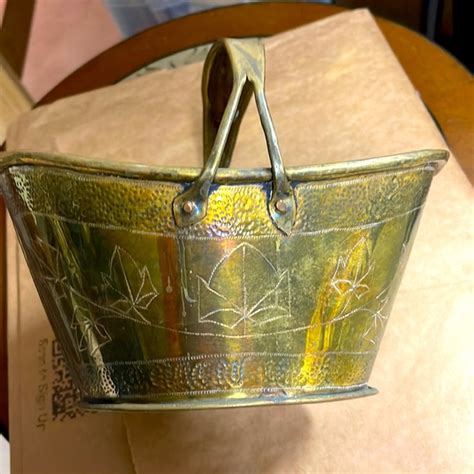 Other Vintage Hammered And Etched Brass Bucket With Hndl Poshmark