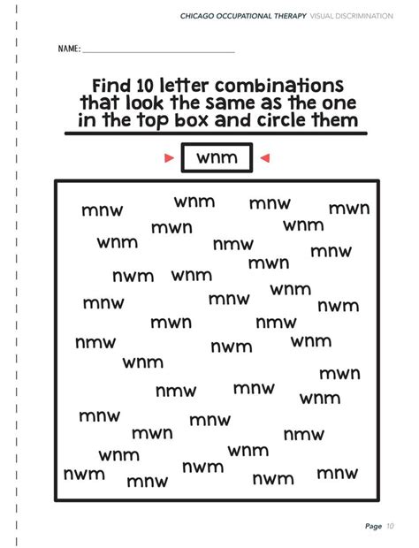Visual Perceptual Activity Worksheets Chicago Occupational Therapy