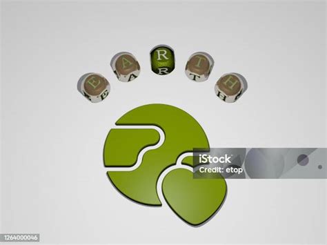 지구의 3d 그래픽 이미지는 상단 관점에서 금속 입방 문자로 아이콘 주위에 내장 된 텍스트와 함께 수직으로 개념 프리젠 테이션 및 슬라이드 쇼에 탁월합니다 그림 0명에 대한