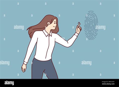 Business Woman Undergoes Fingerprint Authentication To Confirm Safety
