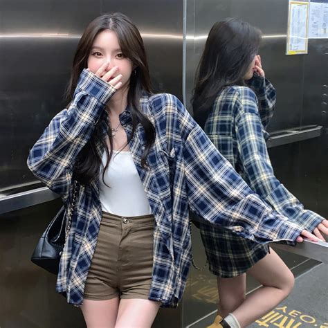 메이리앤 빅사이즈 루즈핏 간절기 여름 긴발 얇은 남방 꾸안꾸 데일리 봄 가을 아우터 체크 셔츠 Js0124