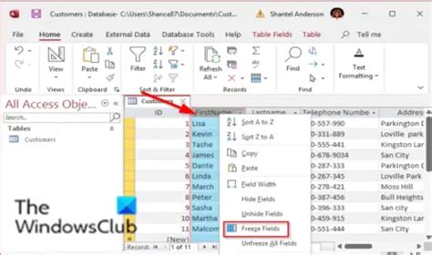 How To Freeze And Unfreeze Columns In Microsoft Access