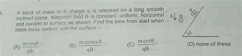 In A Block Of Mass M And Charge Q Is Released On A Long Smooth Inclined