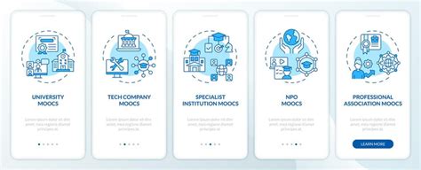 Premium Vector 2d Icons Representing Mooc Mobile App Screen Set Walkthrough 5 Steps Blue