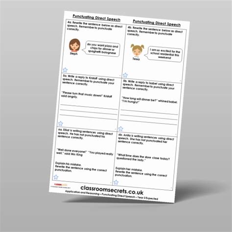 Year 3 Punctuating Direct Speech Application And Reasoning Resource Classroom Secrets
