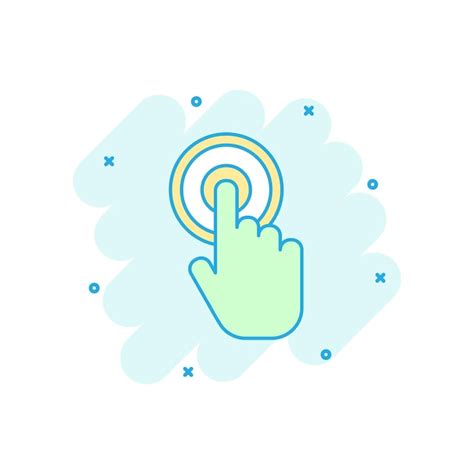 premium vector cartoon colored click hand icon in comic style cursor