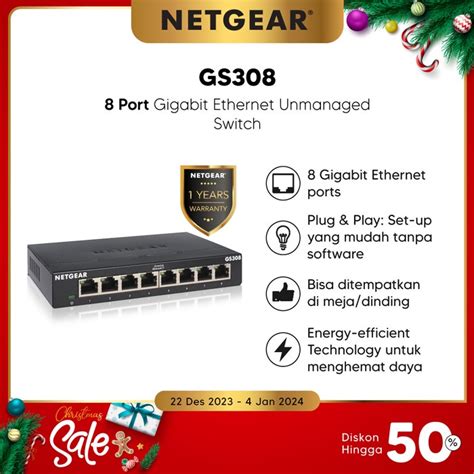 Jual Netgear Gs308 Gigabit Ethernet Unmanaged Switch 8 Port Desktop Shopee Indonesia