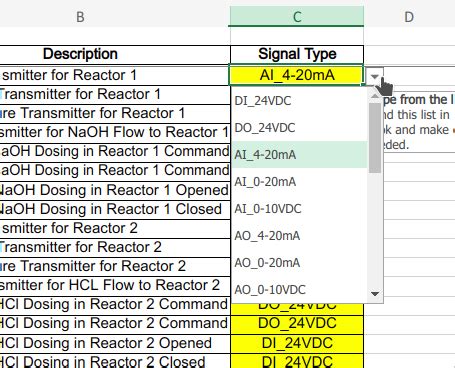 Signal IO List For Single Rack Architecture Signal IO List For Single Rack Architecture
