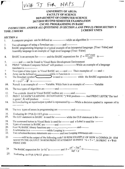 Csc 102 Exam Past Question Solutions By Tj 4 Naps Computer Science Studocu